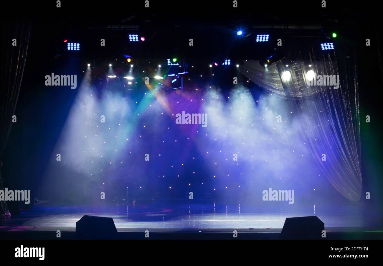 Theater lights spotlights over the stage, texture background for design ...