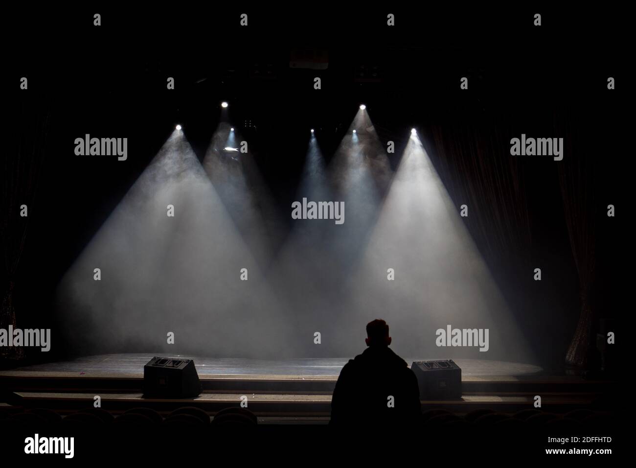 Theater lights spotlights over the stage, texture background for design ...
