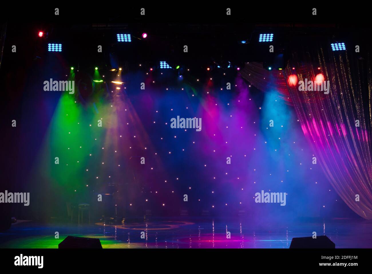 Theater lights spotlights over the stage, texture background for design ...