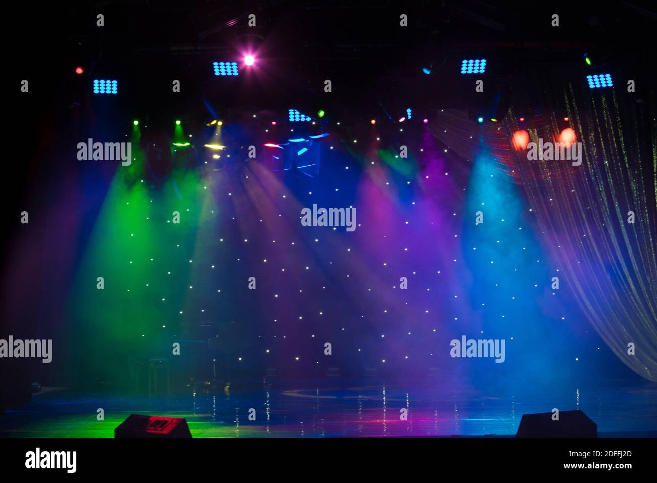 Theater lights spotlights over the stage, texture background for design ...