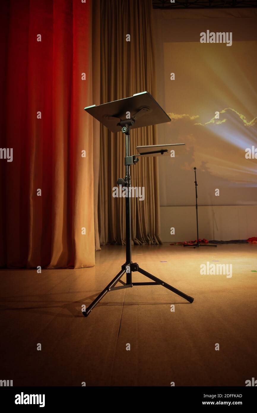 music stand, stand on theatrical stage Stock Photo - Alamy