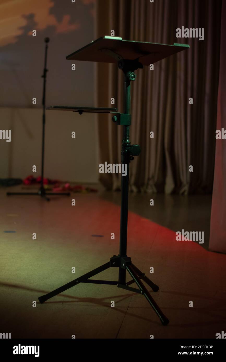 music stand, stand on theatrical stage Stock Photo - Alamy