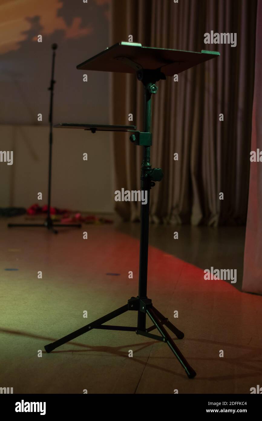 music stand, stand on theatrical stage Stock Photo - Alamy