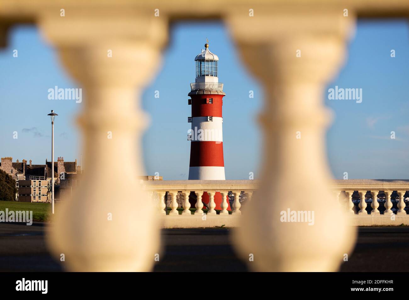 Smeaton’s Tower on The Hoe in Plymouth, Devon. The lighthouse was ...