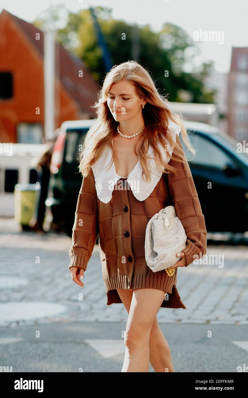 Street style, Mie Juel arriving at Ganni Spring Summer 2021 show, held ...