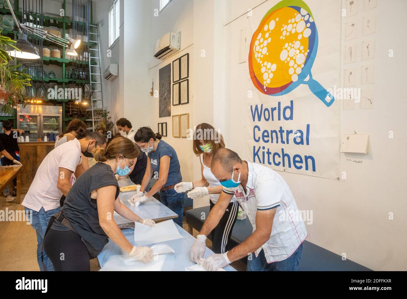 Lebanese cuisine advocate Kamal Mouzawak and his volunteers team at ...