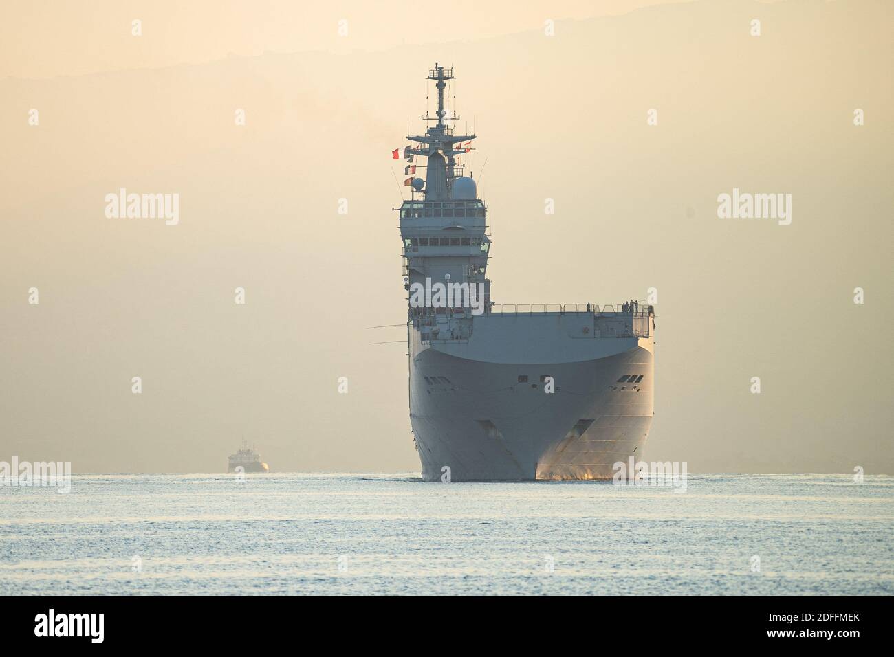 Hand out photo of French Navy’s Mistral-class amphibious ship Tonnerre ...