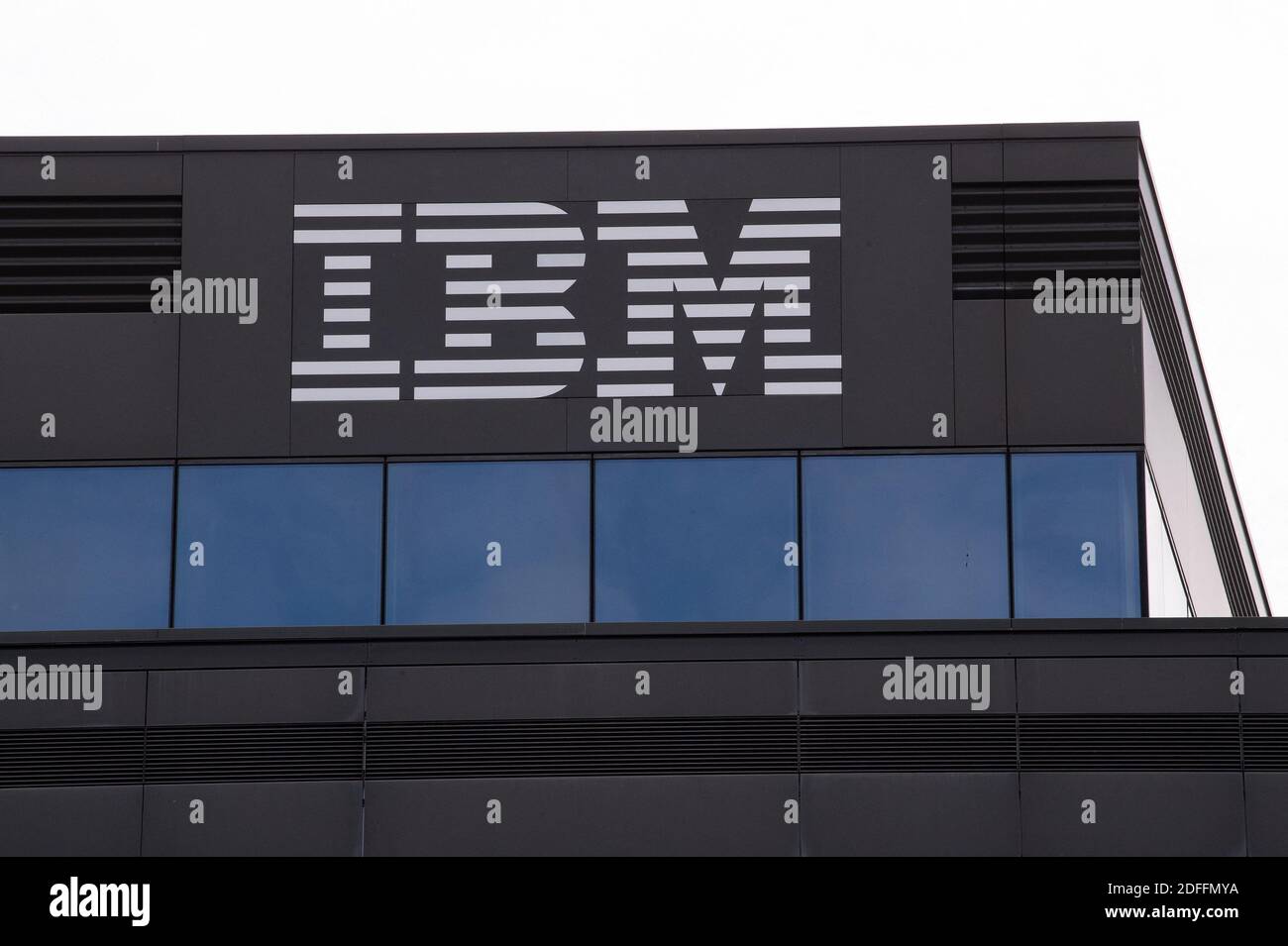 A shop sign of IBM, on August 14, 2020 in Bois-Colombes, France. Photo ...