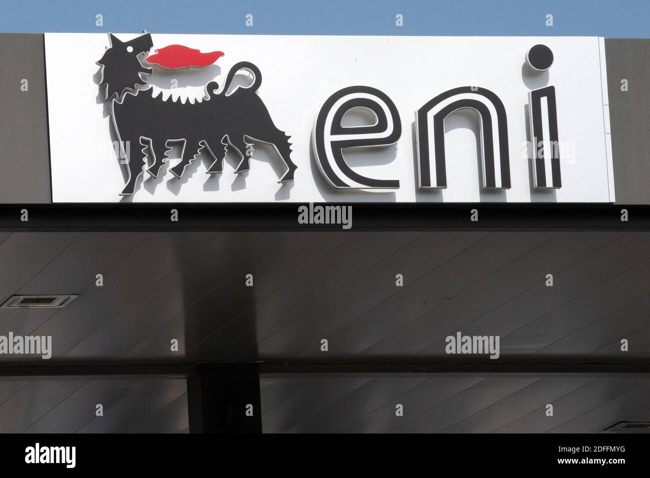 A shop sign of ENI, on August 1 2020 in Niort, France. Photo by David ...