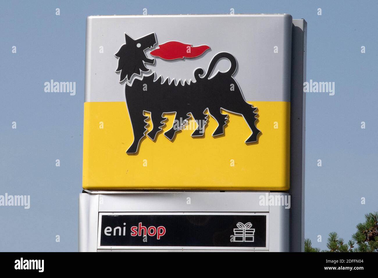 A shop sign of ENI, on August 1 2020 in Niort, France. Photo by David ...