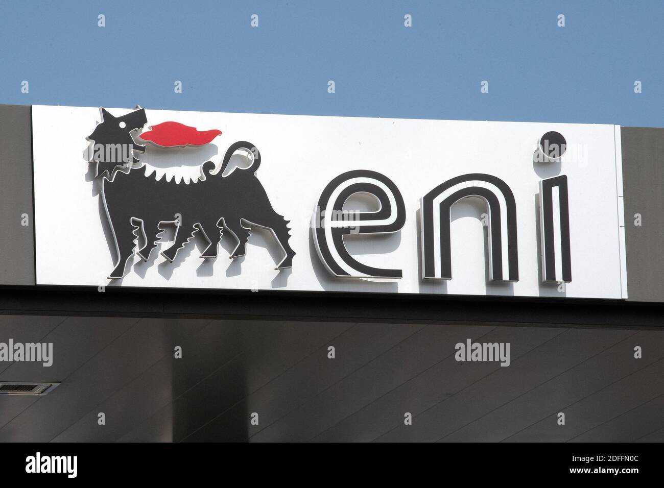A shop sign of ENI, on August 1 2020 in Niort, France. Photo by David ...