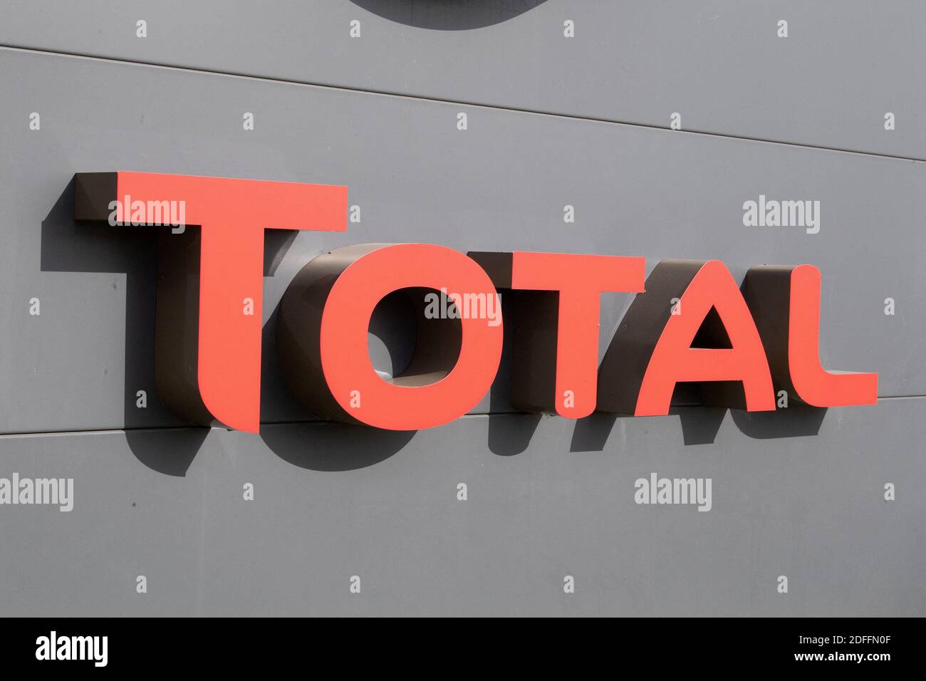 A shop sign of TOTAL on August 1 2020 in Niort, France. Photo by David ...