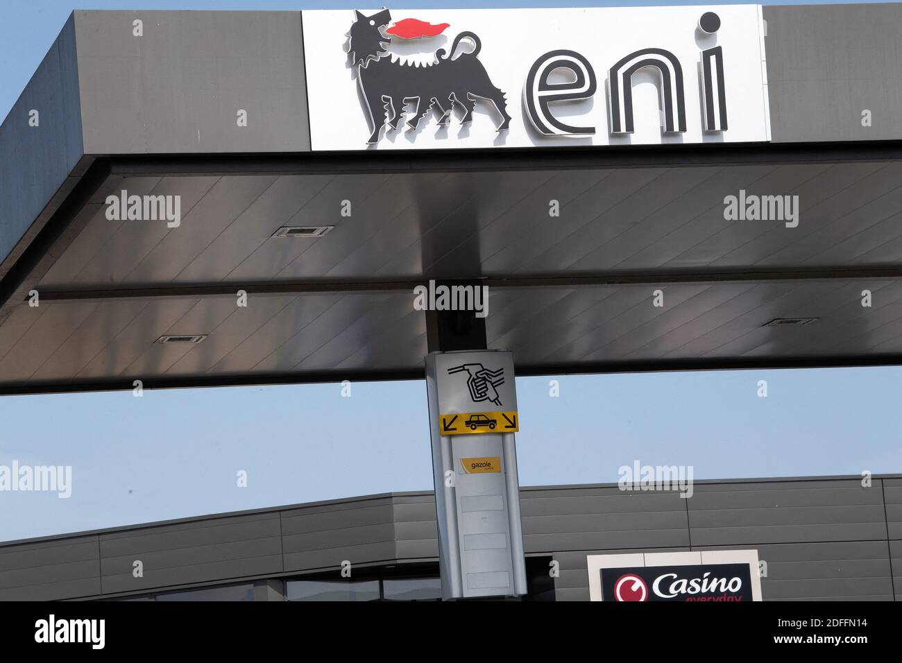 A shop sign of ENI, on August 1 2020 in Niort, France. Photo by David ...