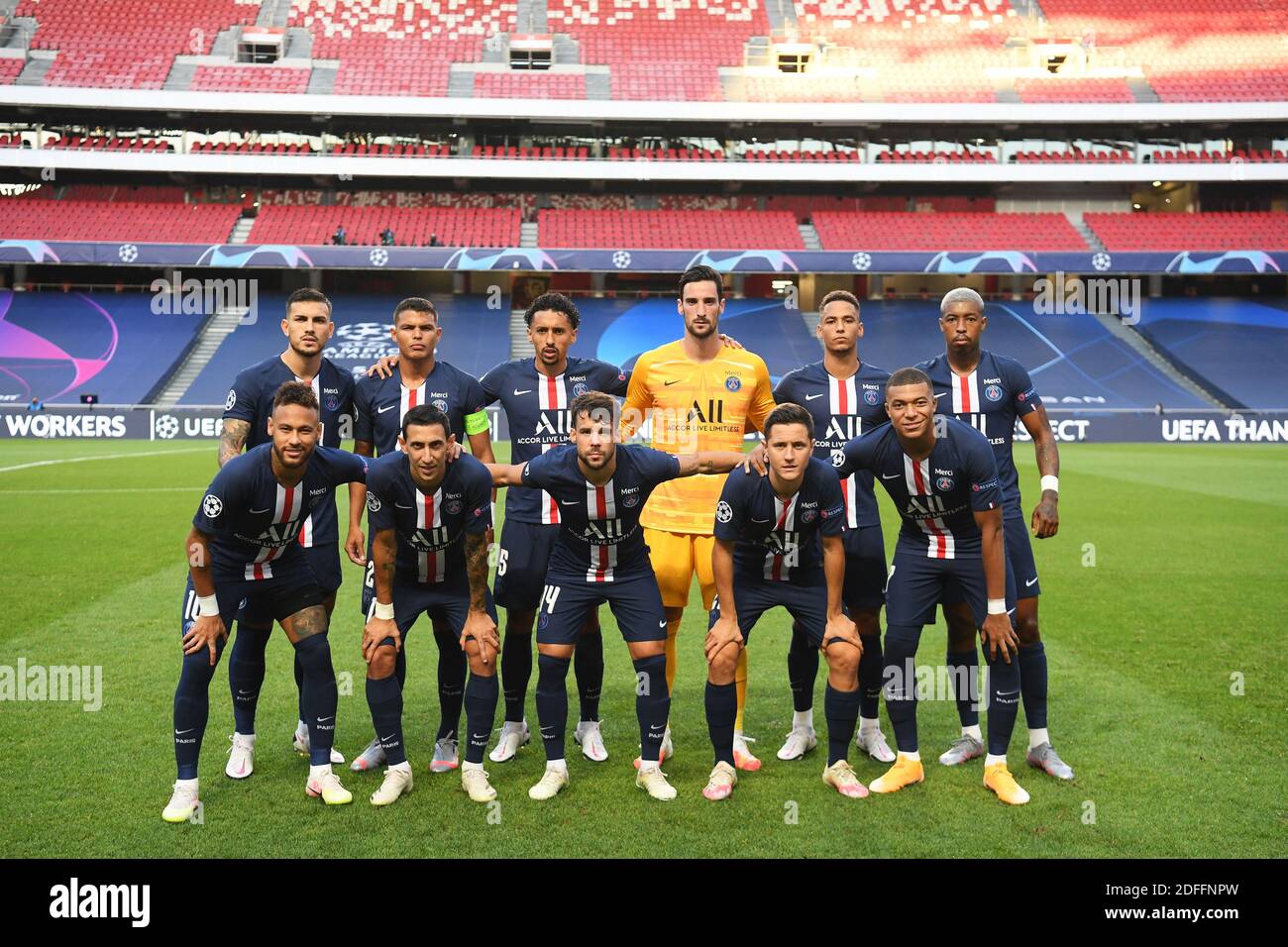 Handout. Editorial Use Only. The PSG team line up prior to the UEFA ...