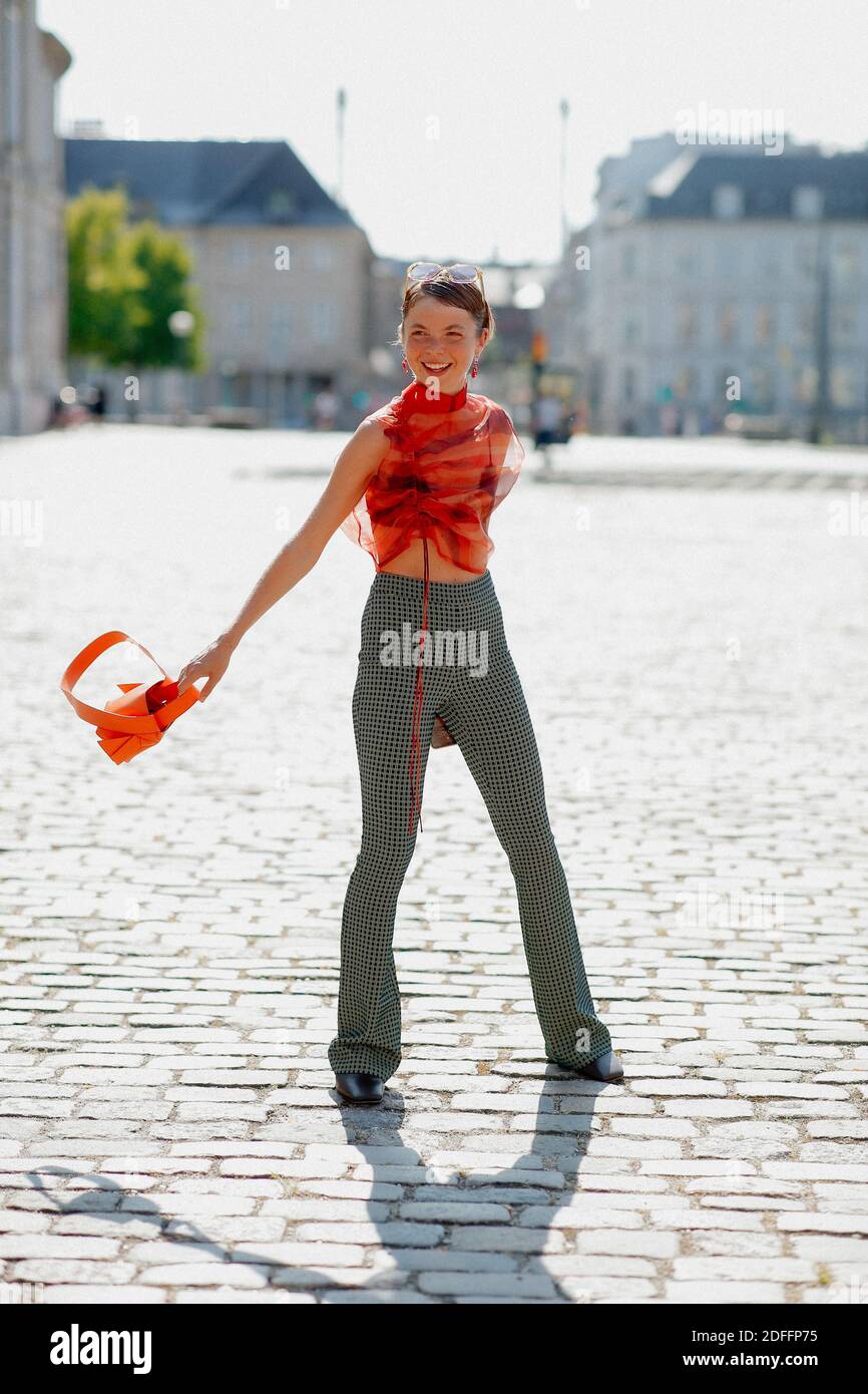Street style, Emma Fridsell arriving at Remain Birger Christensen ...