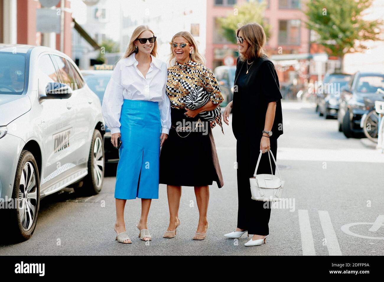 Street style, Tine Andrea, Janka Polliani and Darja Barannik arriving ...