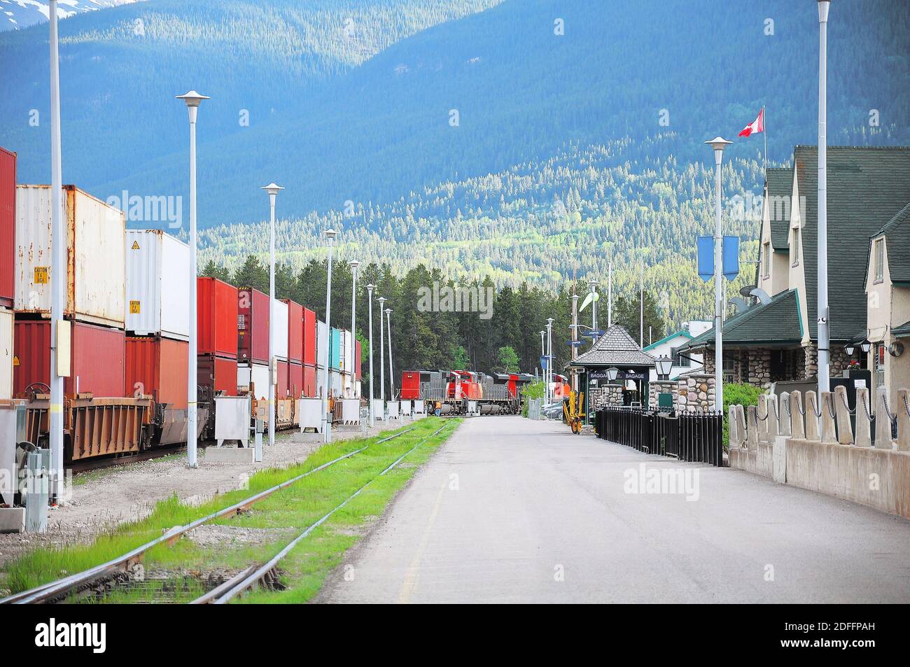 Freight container trains in Jasper. Alberta. Canada Stock Photo - Alamy
