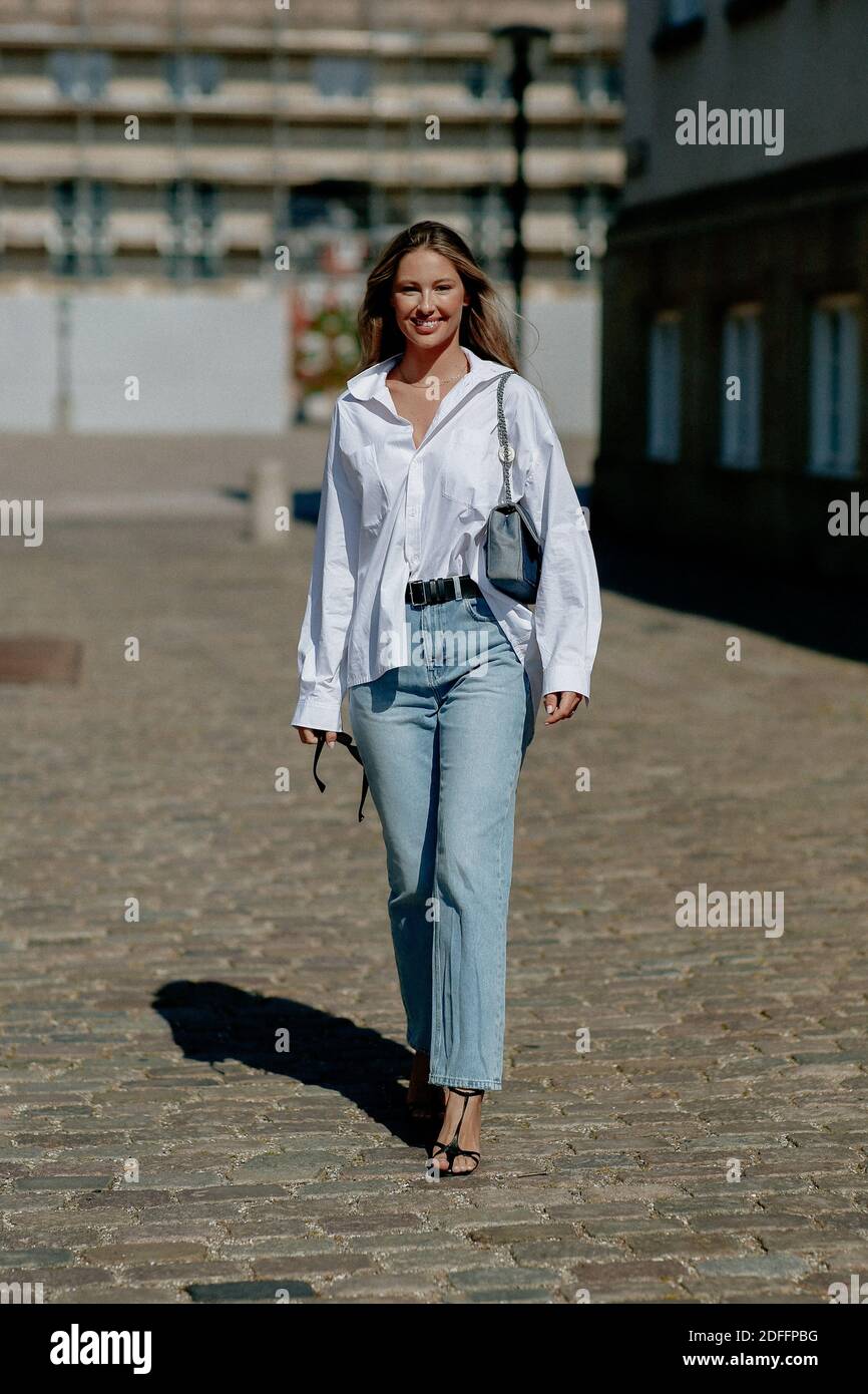 Street style, Mathilde Gohler arriving at Remain Birger Christensen ...