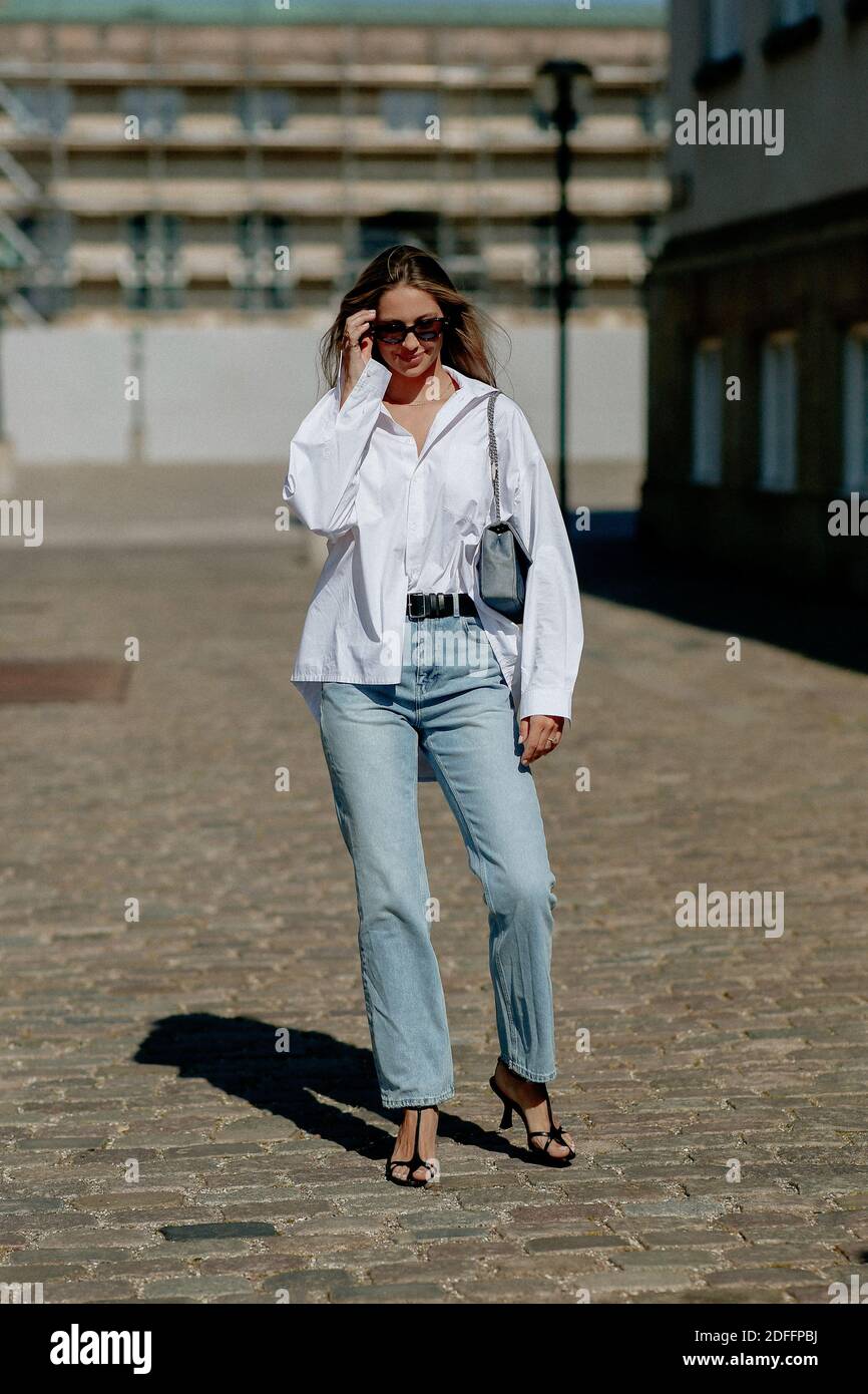 Street style, Mathilde Gohler arriving at Remain Birger Christensen ...