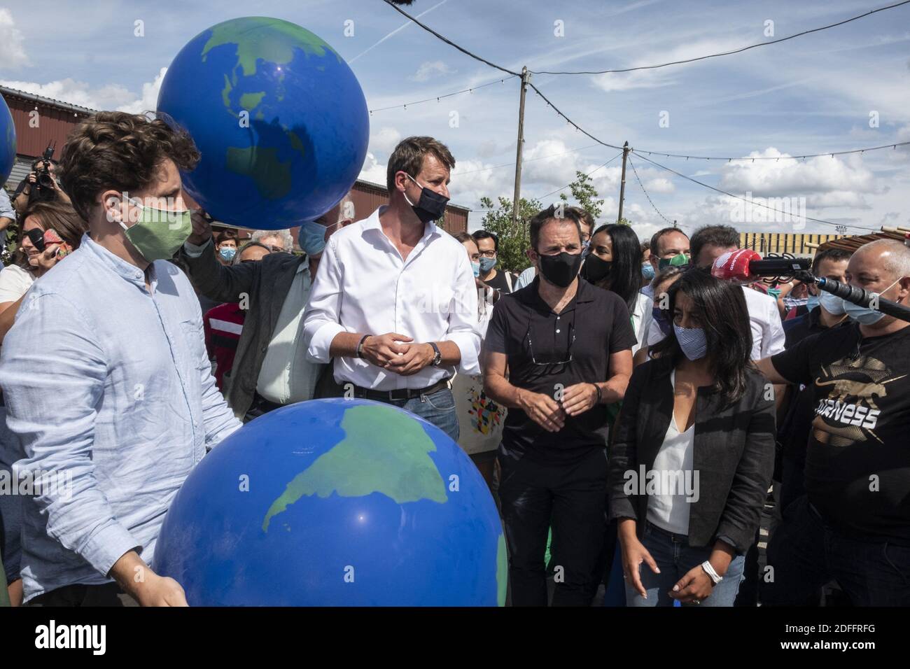 Mayor of Grenoble Eric Piolle and Benoît Hamon during the Europe ...