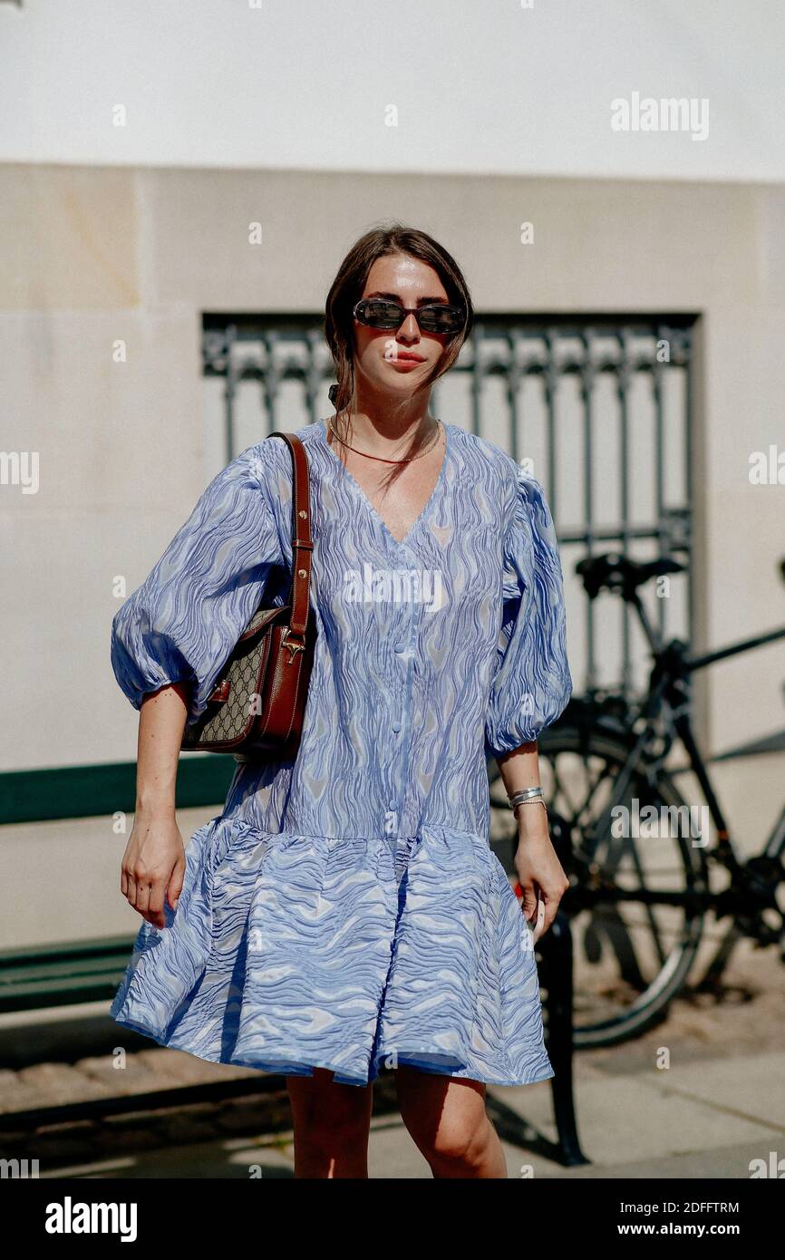 Street style, Sarah Lou arriving at Mfpen Spring Summer 2021 show, held ...