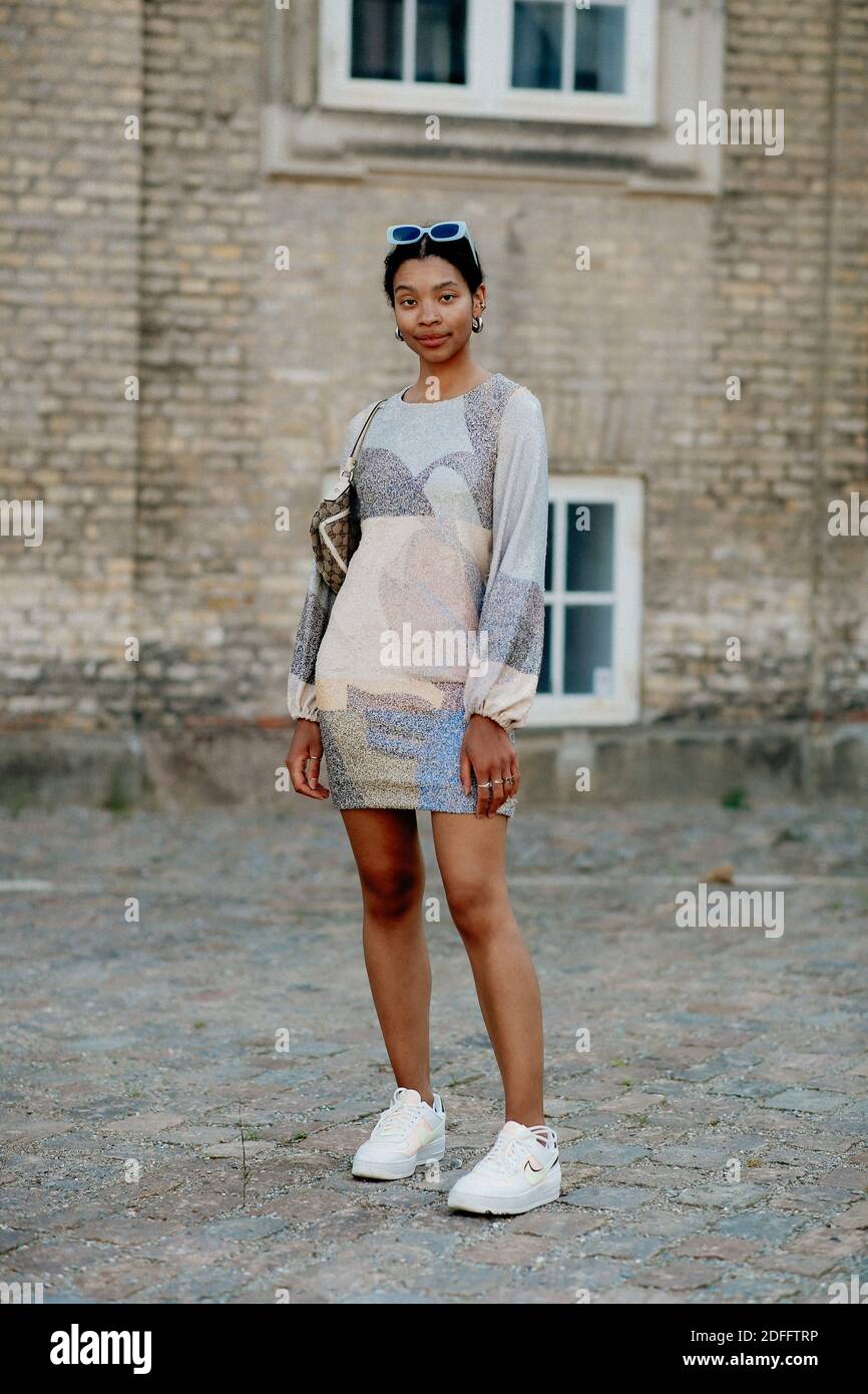 Street style, Sara Flaaen arriving at Selected Spring Summer 2021 show ...