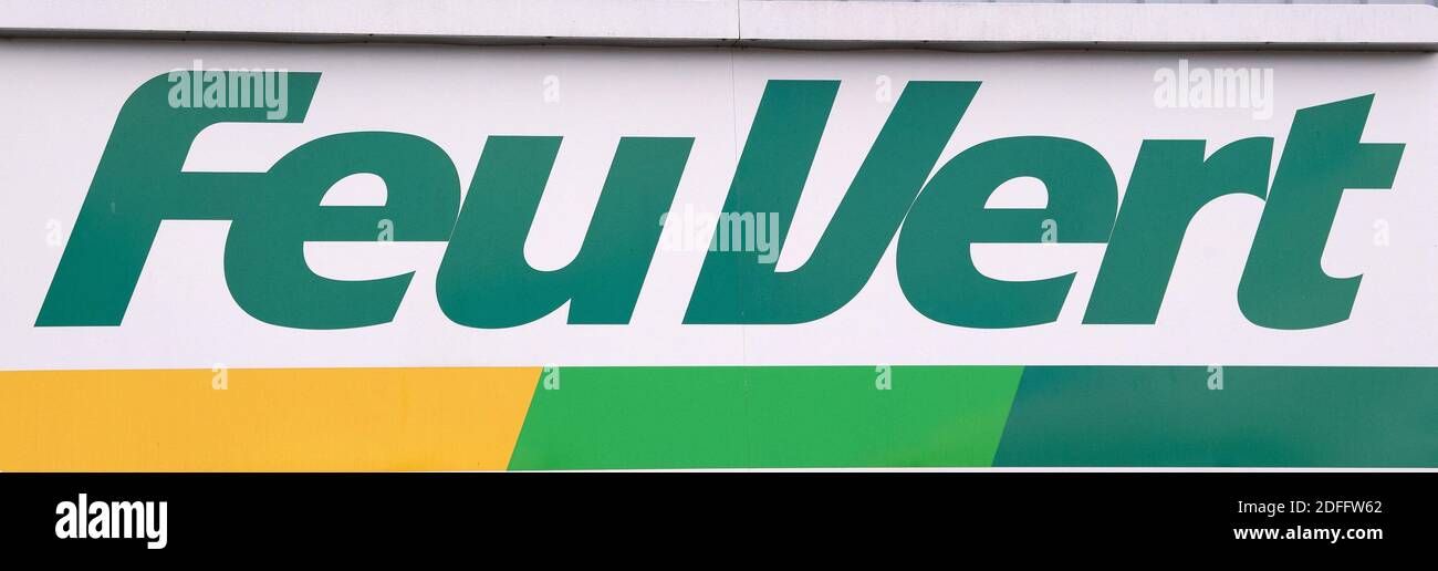 A shop sign of FEU VERT on August 24 2020 in Saint-Nazaire France ...