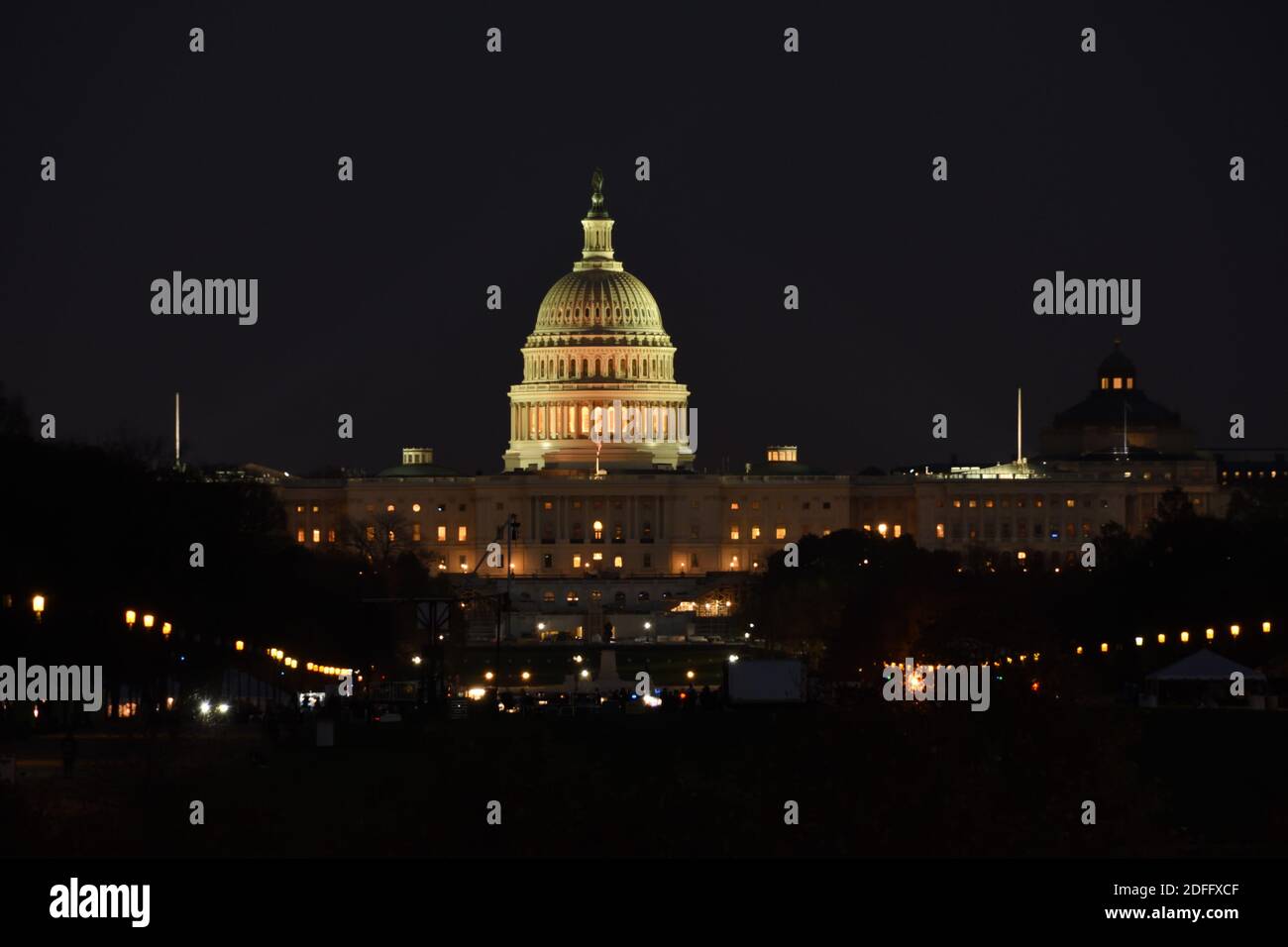 US Capitol building in Washington DC at night. Dark Background Stock ...