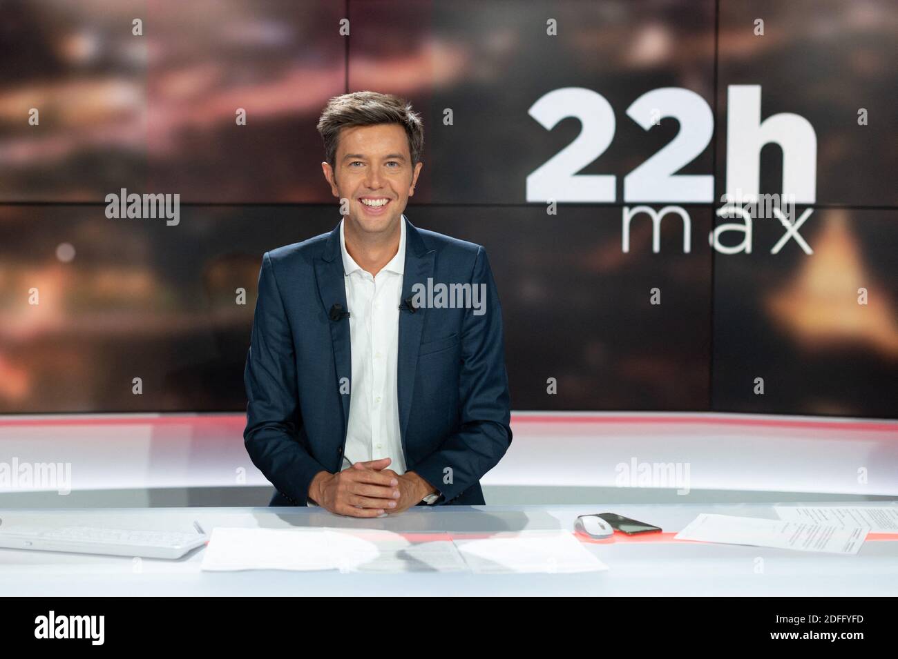EXCLUSIVE. Le journaliste Maxime Switek sur le plateau du '22H Max' sur BFMTV le 27 Aout, 2020 a ...