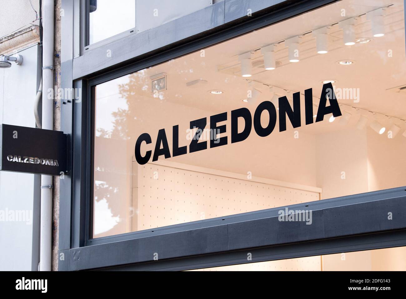 A shop sign of CALZEDONIA, on August 28 2020 in Angouleme, France ...