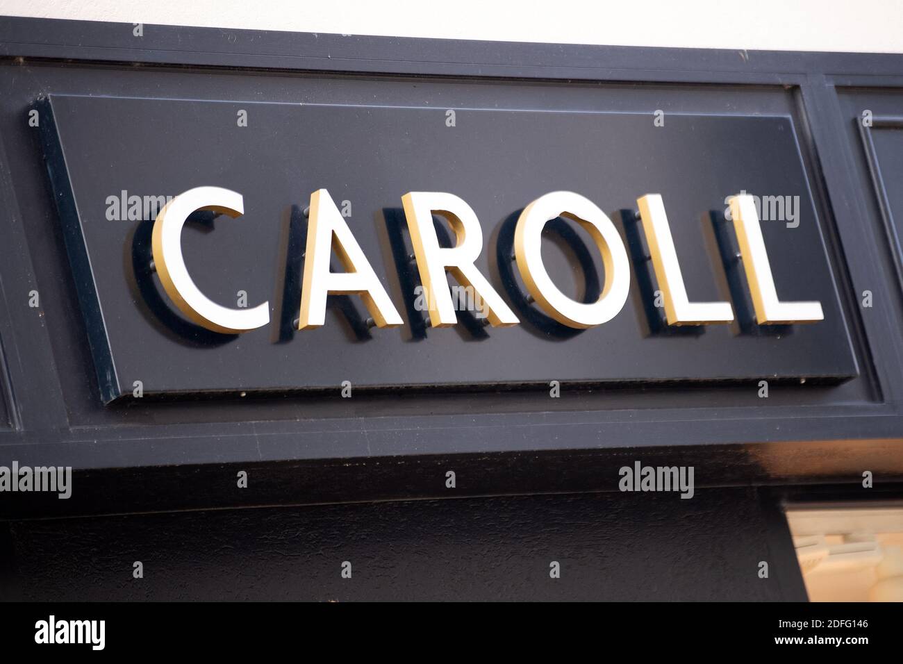 A shop sign of CAROLL, on August 28 2020 in Angouleme, France. Photo by ...