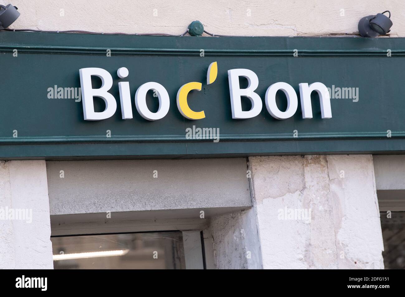 A shop sign of Bioc Bon, on August 28 2020 in Angouleme, France. Photo ...
