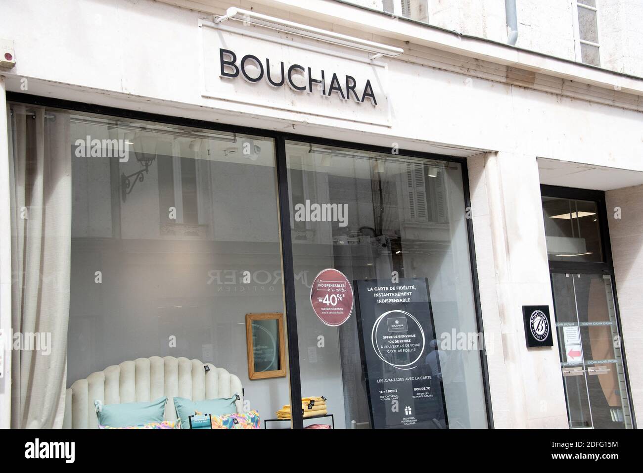 A shop sign of BOUCHARA, on August 28 2020 in Angouleme, France. Photo ...