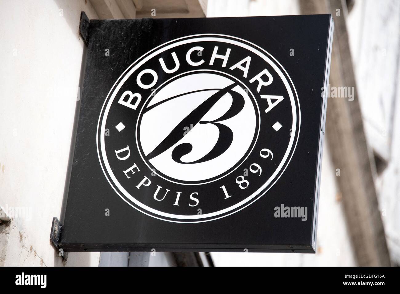 A shop sign of BOUCHARA, on August 28 2020 in Angouleme, France. Photo ...