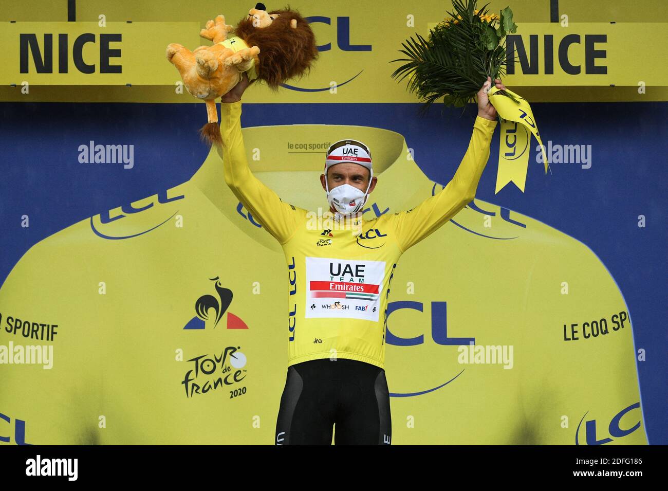 Handout. Winner of the first stage and yellow jacket Alexander KRISTOFF ...