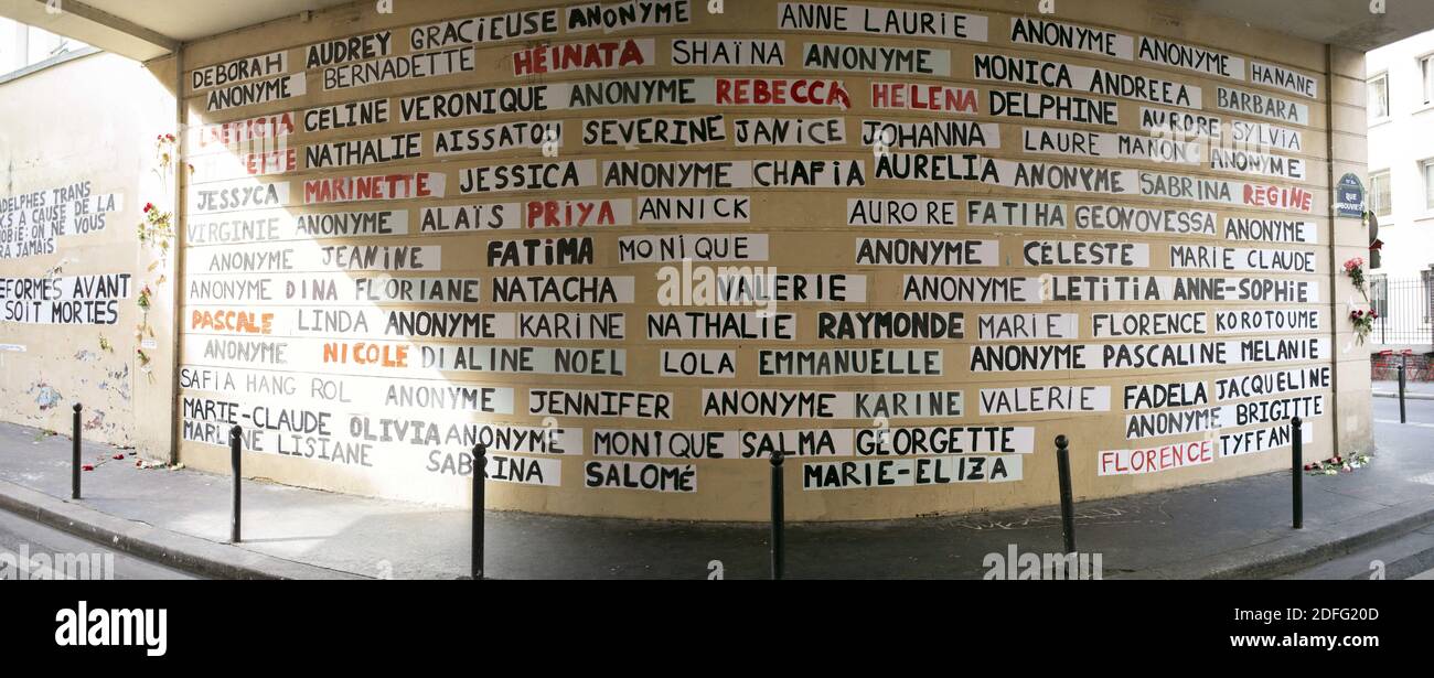 Members of the "Collages Feminicides Paris" feminist organisation ...