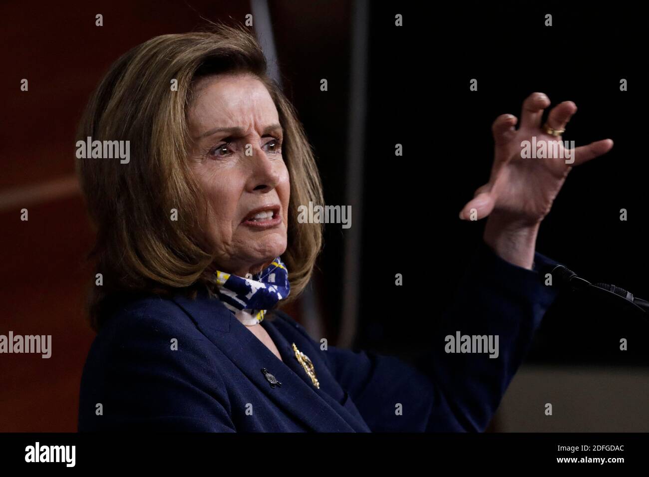 U.S. House Speaker Nancy Pelosi (D-CA) speaks during her weekly press ...