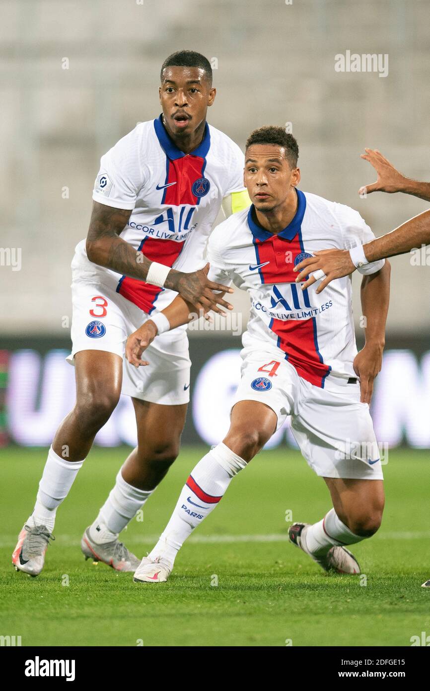 Jan Thilo Kehrer and Presnel Kimpembe of Paris SG in action during the ...