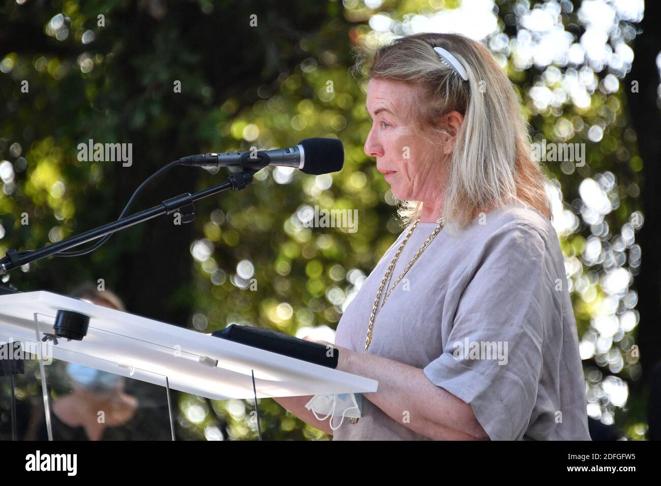 Annie Cordy's niece Michele Lebon during the Funeral of Belgian singer ...