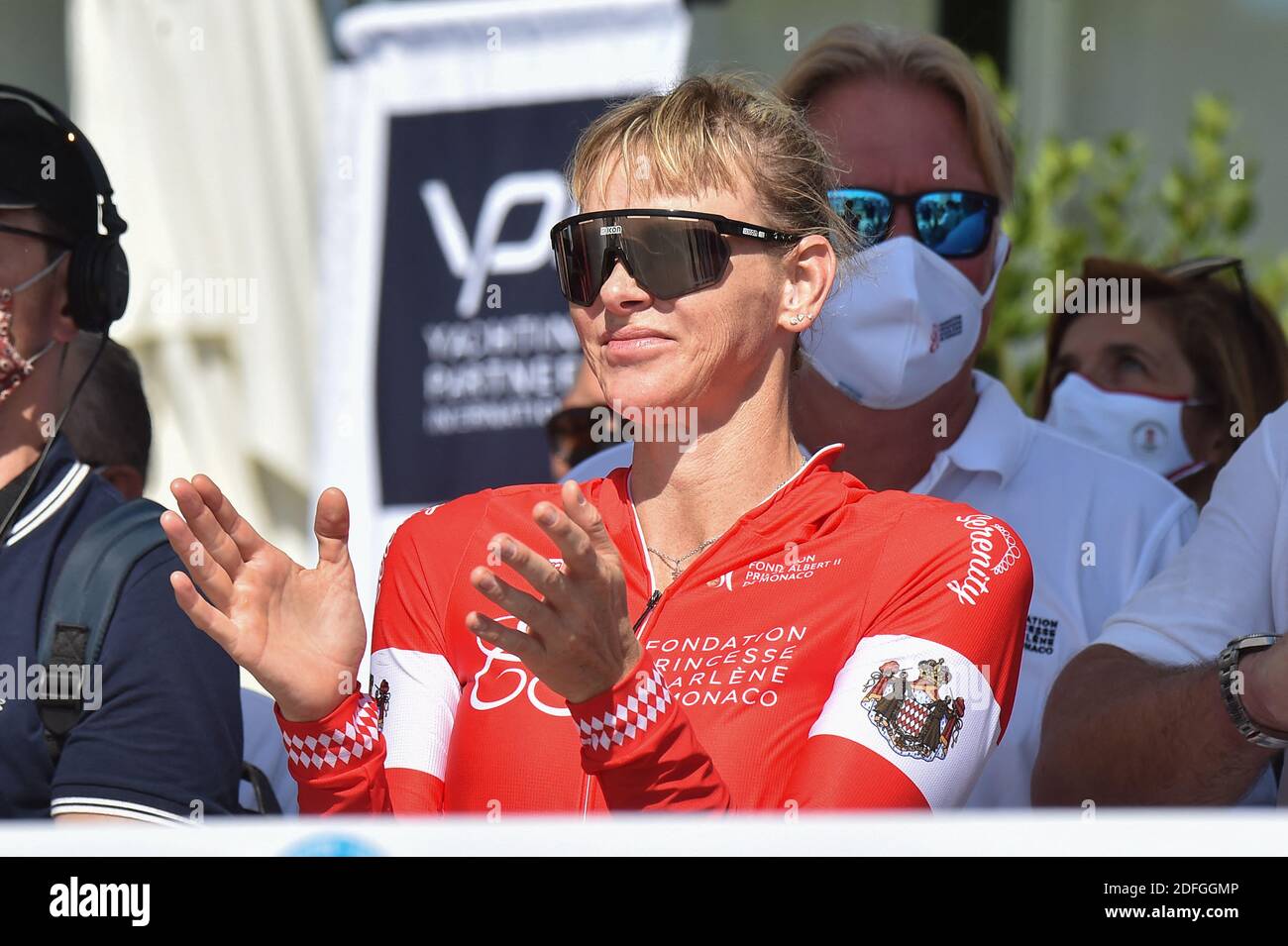 Princess Charlene of Monaco at the finish of The Crossing Calvi Monaco ...