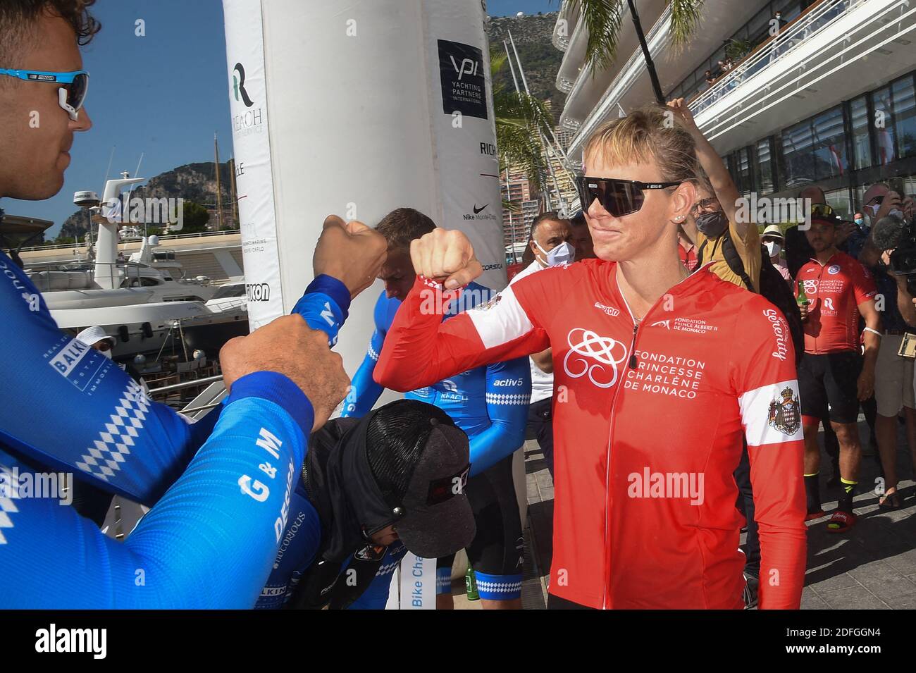 Princess Charlene of Monaco at the finish of The Crossing Calvi Monaco ...