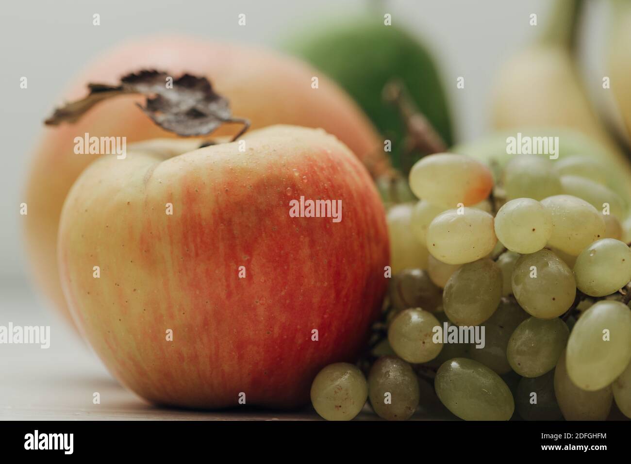 Composition with Summer Colorful Fruits on Wooden White Background ...