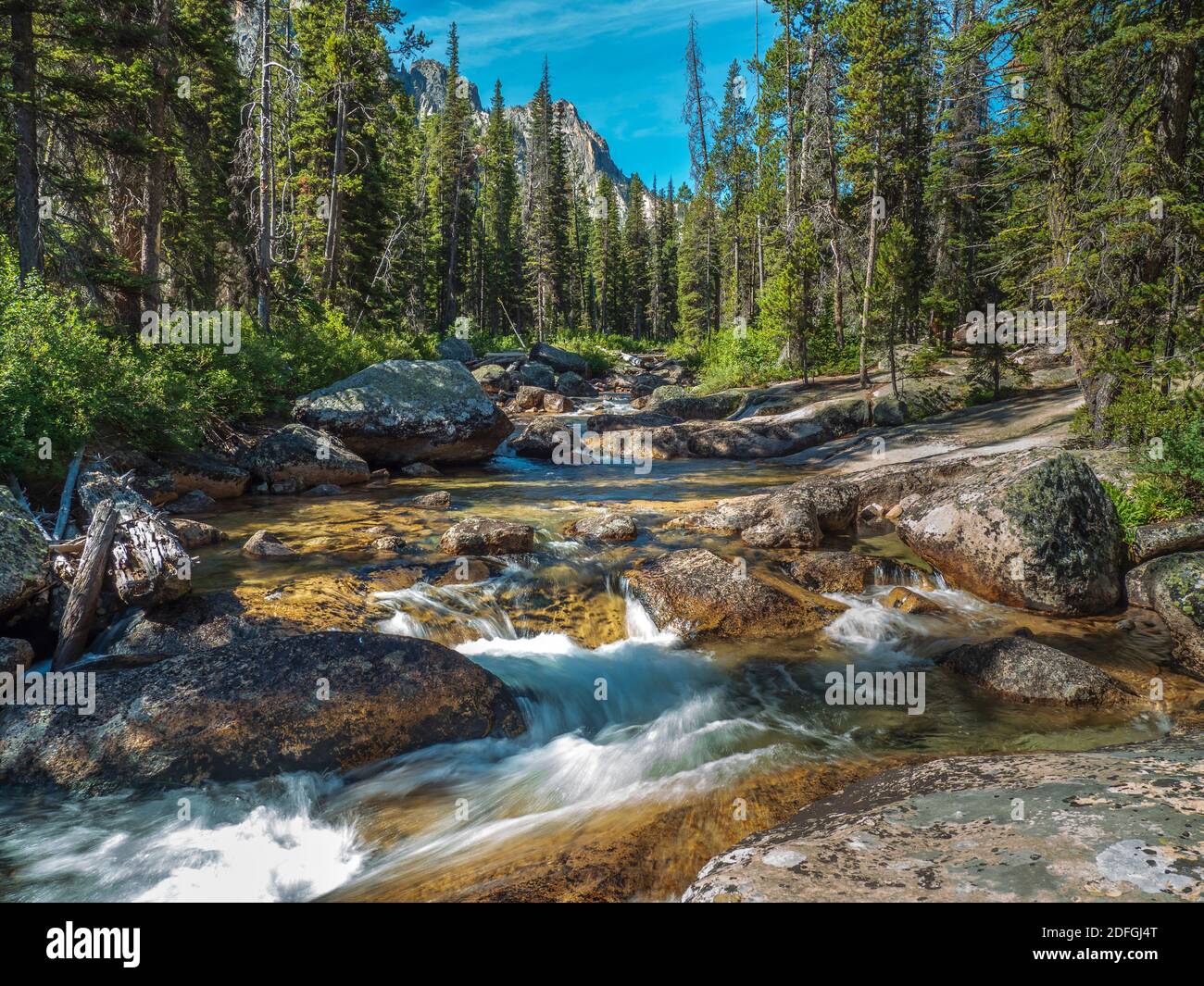 Water flowing down Redfish Lake Creek, Redfish Lake Creek Trail ...