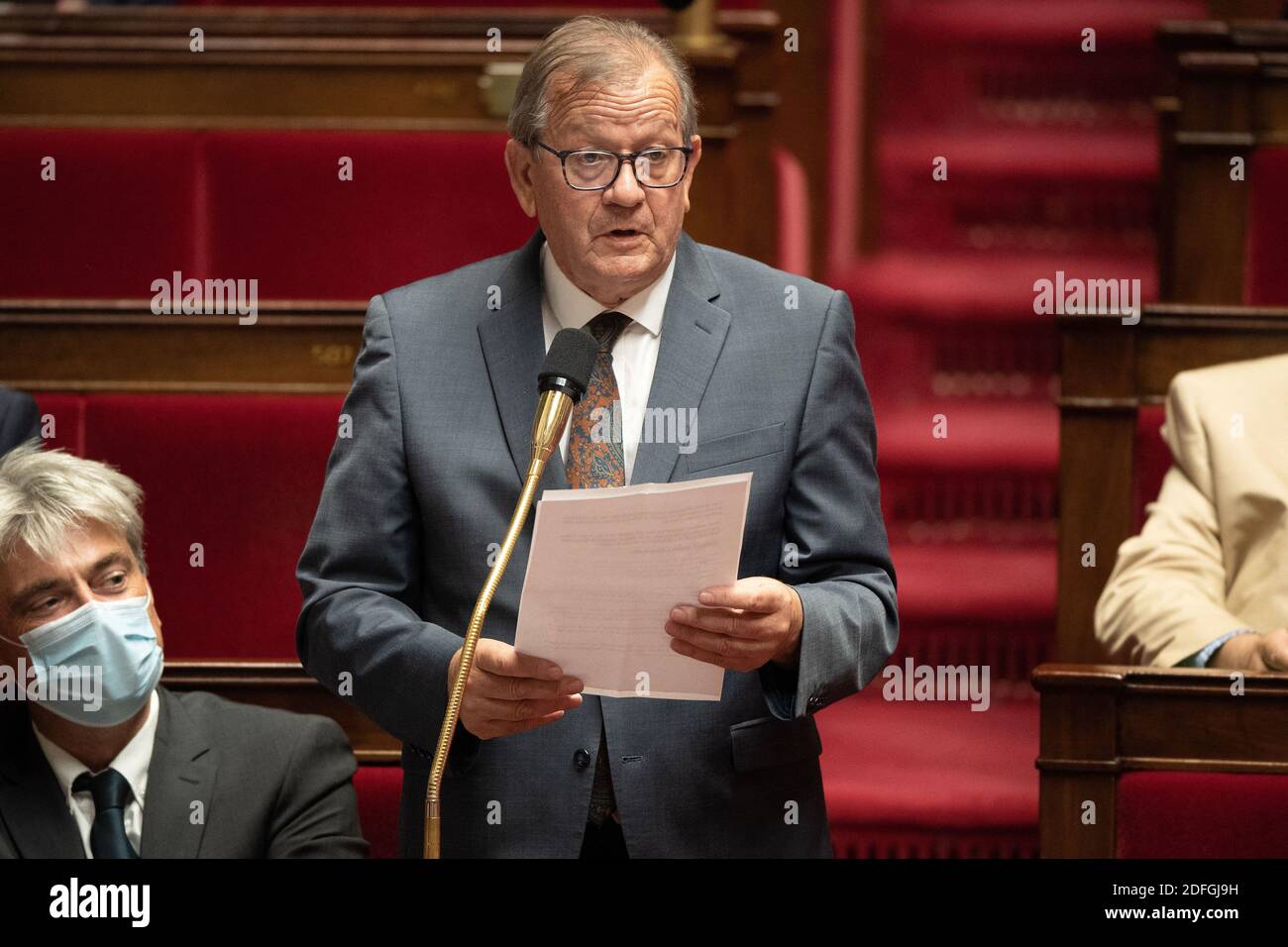 Deputy, Alain Bruneel attends a session of Questions to the Government ...
