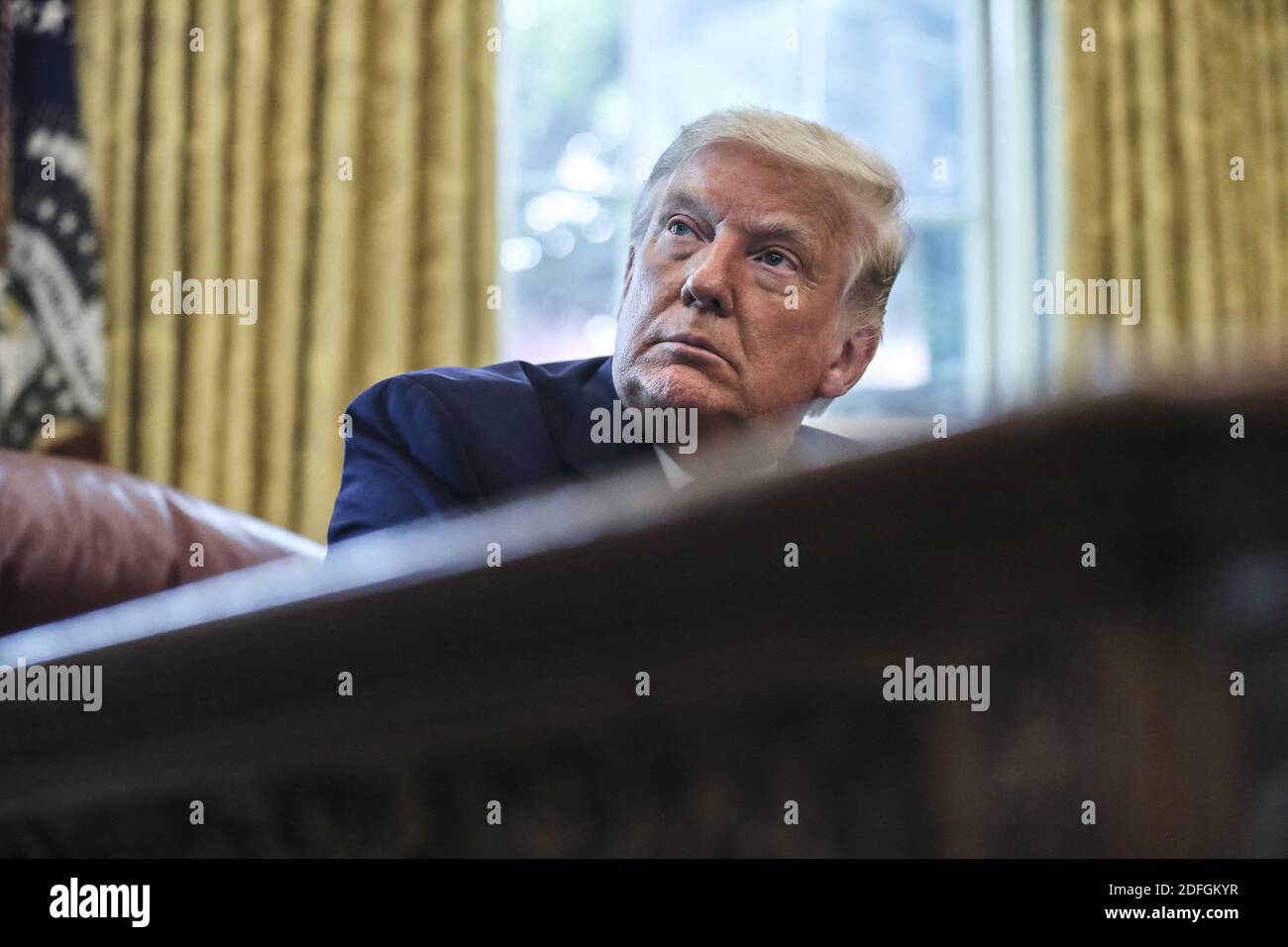 United States President Donald J. Trump attends an event commemorating ...