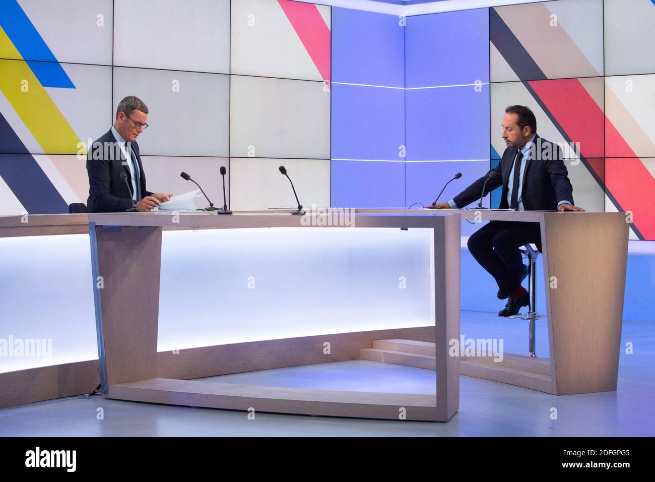 Rassemblement National (RN) MP Sebastien Chenu is interviewed by ...