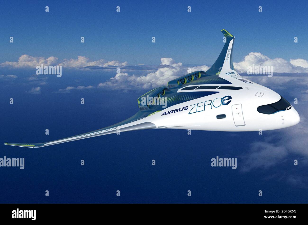 Hand out artist's impression of ZEROe Airbus concept aircraft. In the ...
