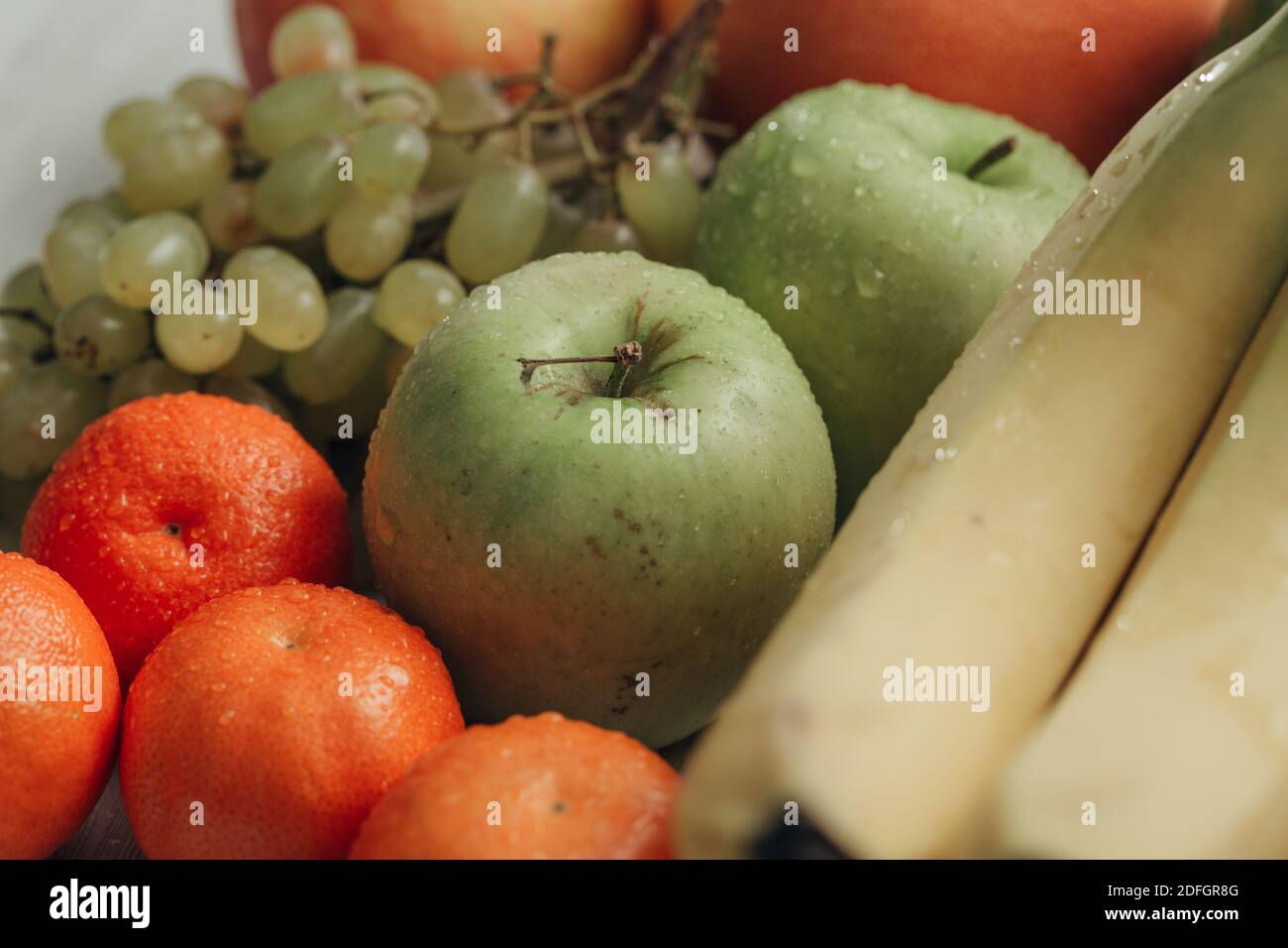 Composition with Summer Colorful Fruits on Wooden White Background ...