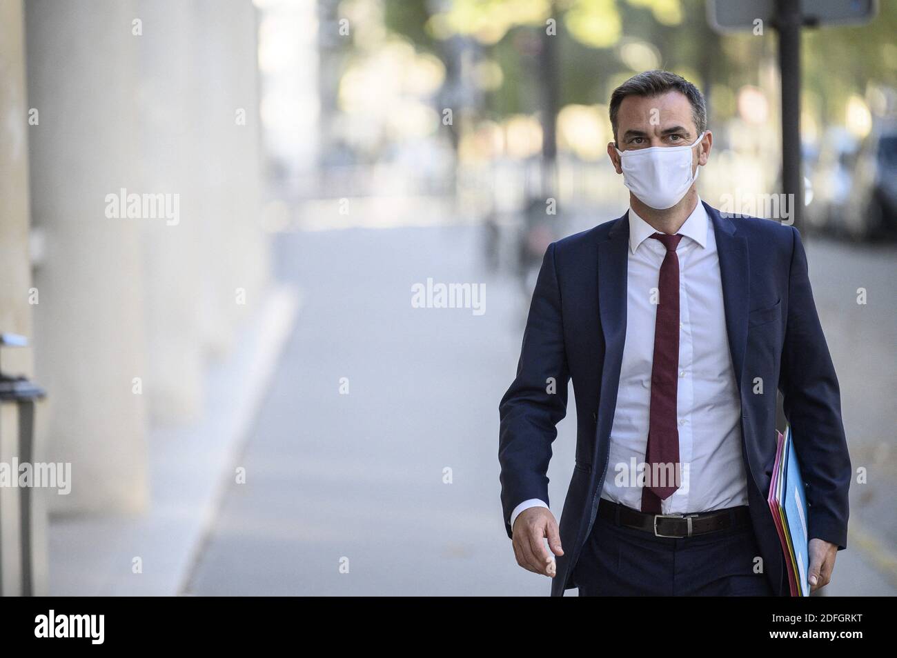 French Health Minister Olivier Veran arrives or a meeting on the Covid ...