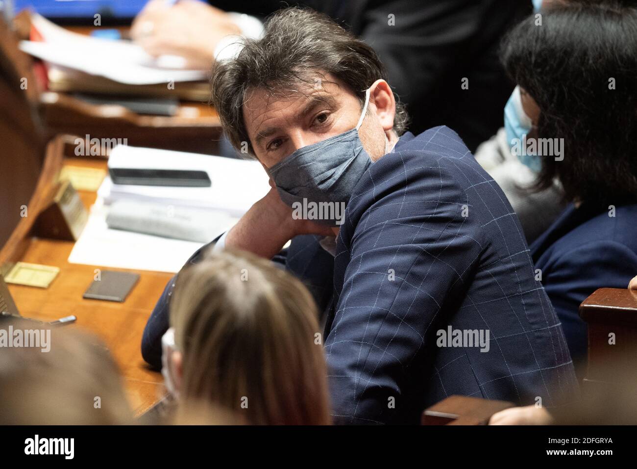 Deputy, Erwan Balanant attends a session of Questions to the Government ...